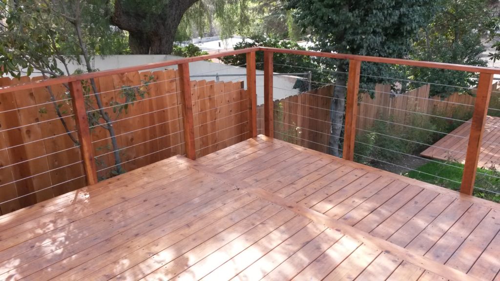 wood frame steel cable fence and pedestrian gates #2 - WoodFenceExpert.com